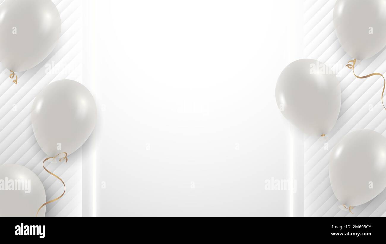 White balloons frame on white and gray background design vector Stock ...
