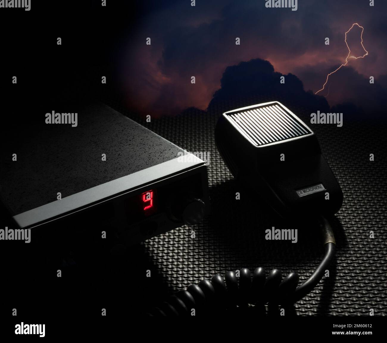 CB radio on channel 9 as a storm approaches Stock Photo - Alamy