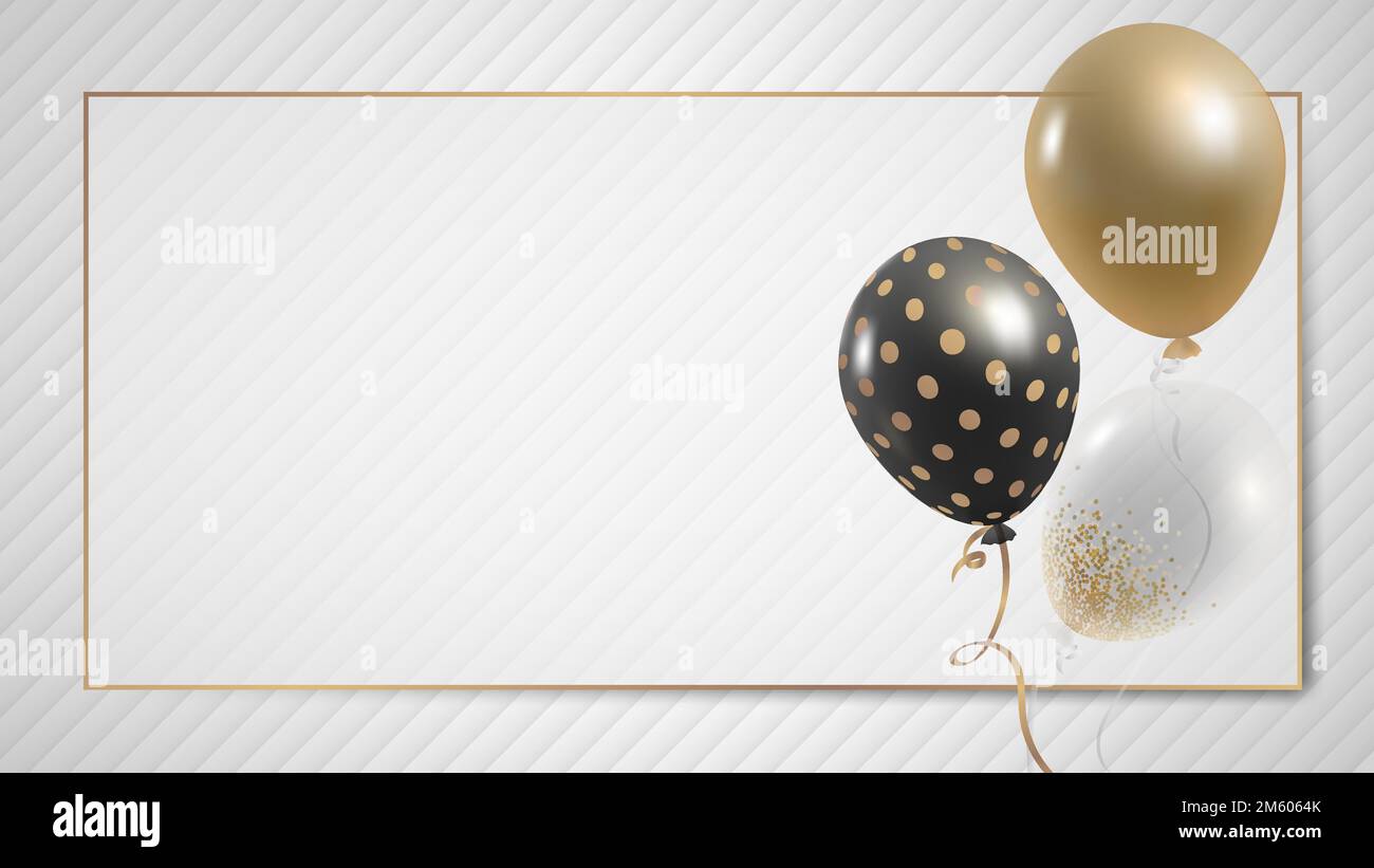 Golden rectangular balloons frame design vector Stock Vector Image ...