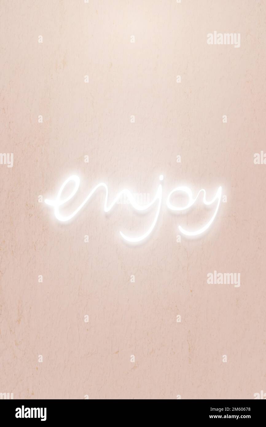 White enjoy neon word vector Stock Vector Image & Art - Alamy