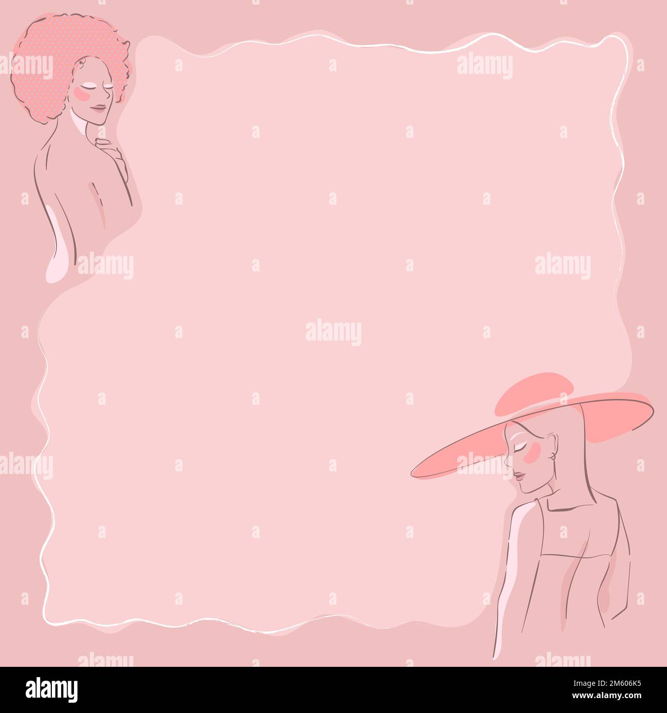 Pink feminine line art frame vector Stock Vector Image & Art - Alamy