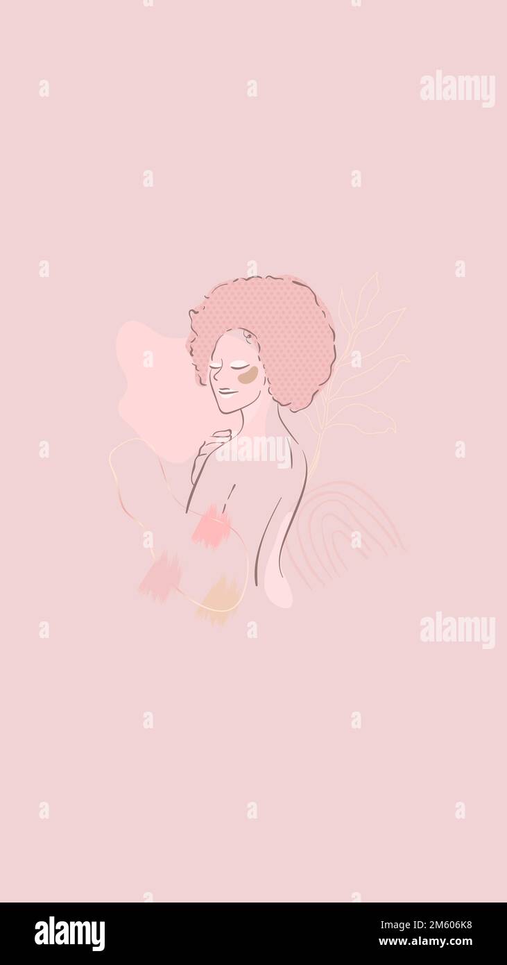 Pink feminine line art vector Stock Vector Image & Art - Alamy
