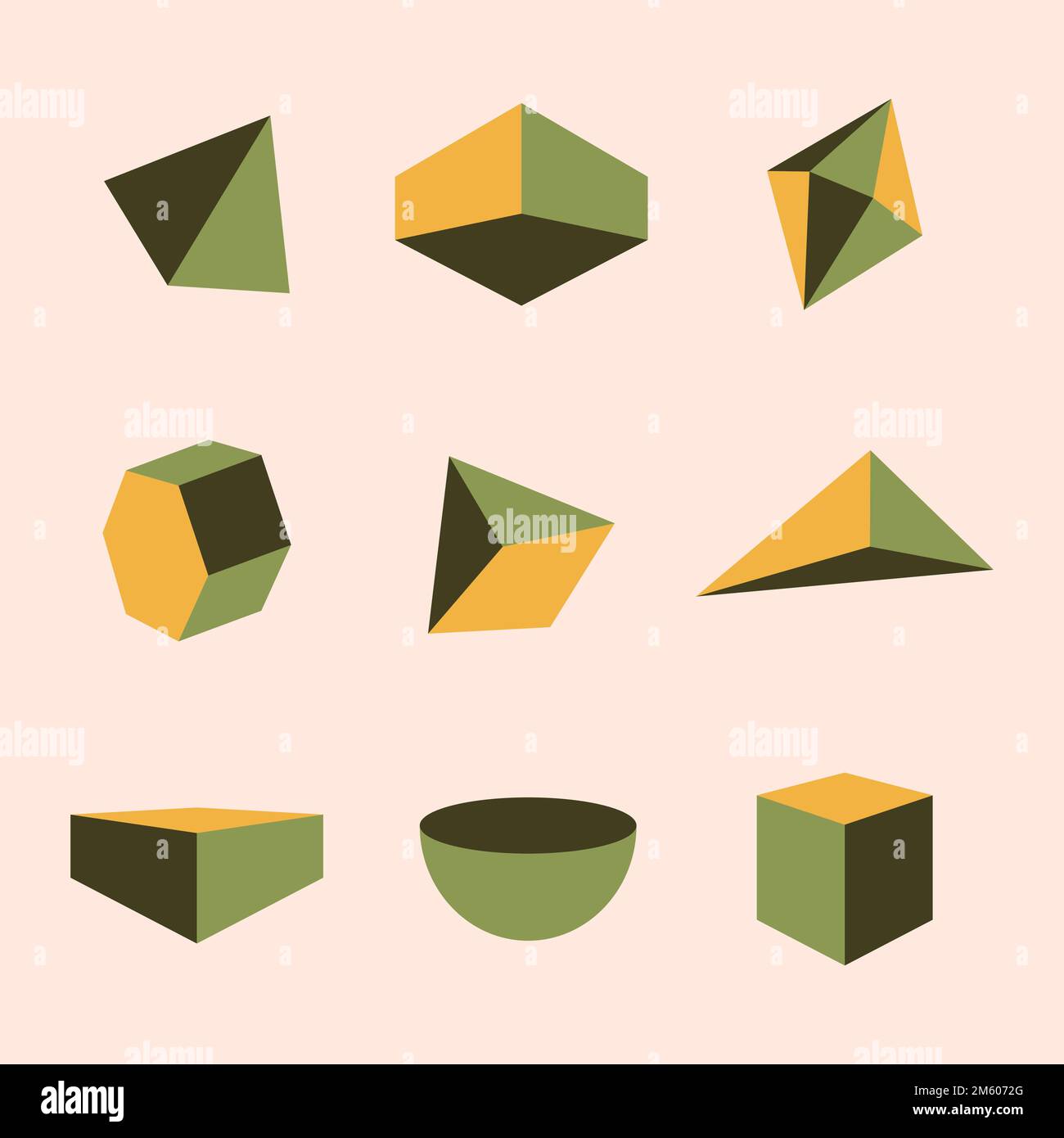 Retro green geometrical shapes design element vector set Stock Vector ...