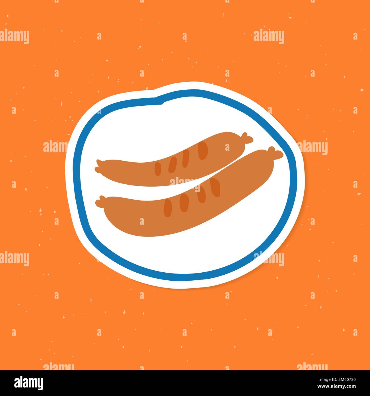 Cute sausages doodle sticker with a white border vector Stock Vector ...