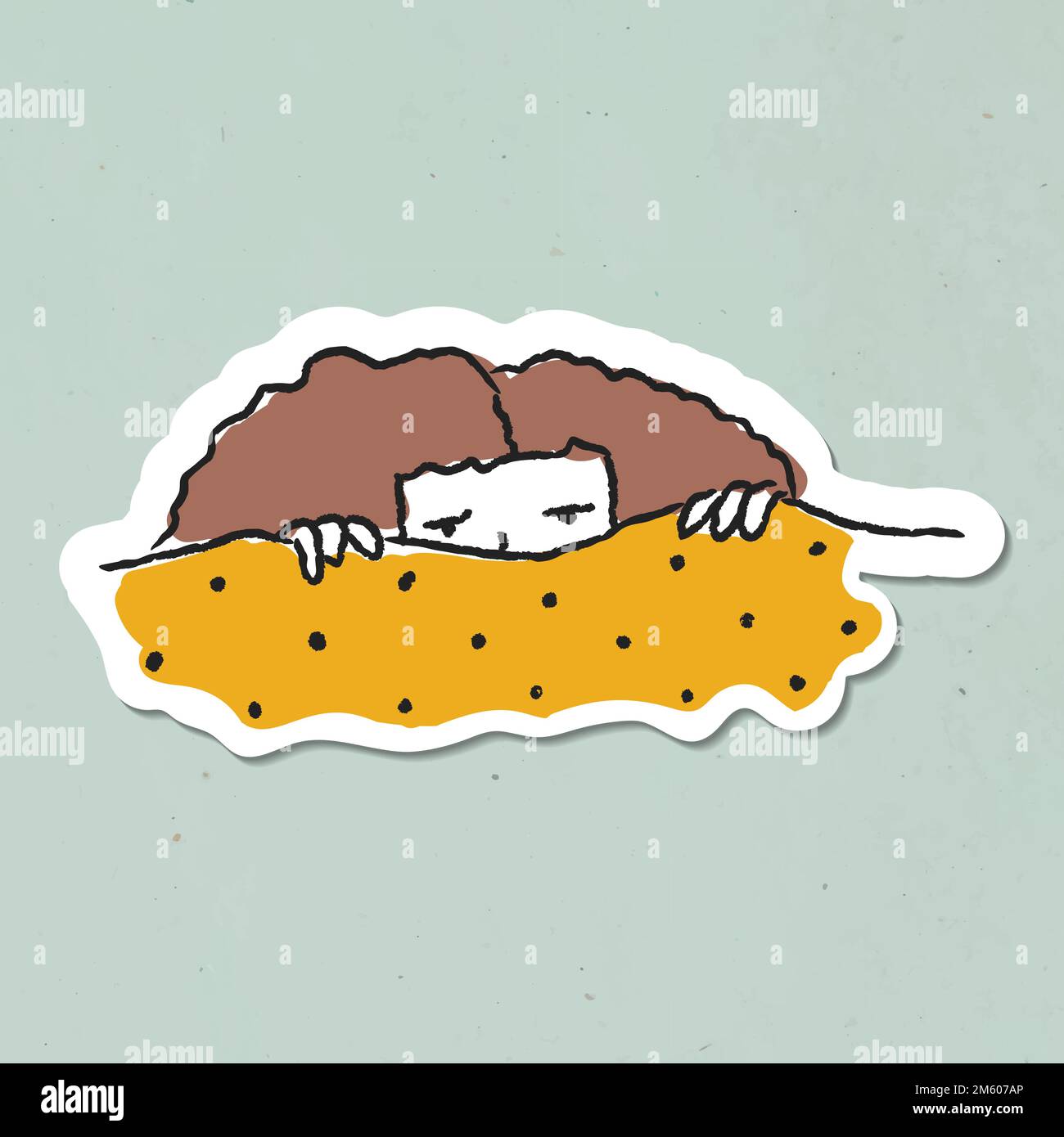 Woman lying on the bed doodle sticker vector Stock Vector Image & Art ...