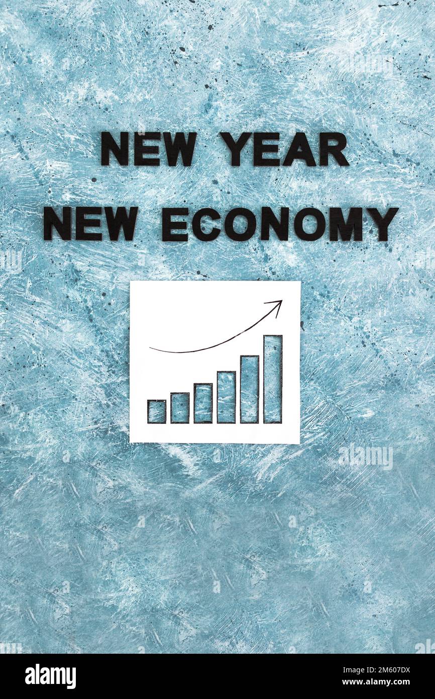 new year new economy text with graphs showing growth stats going up ...
