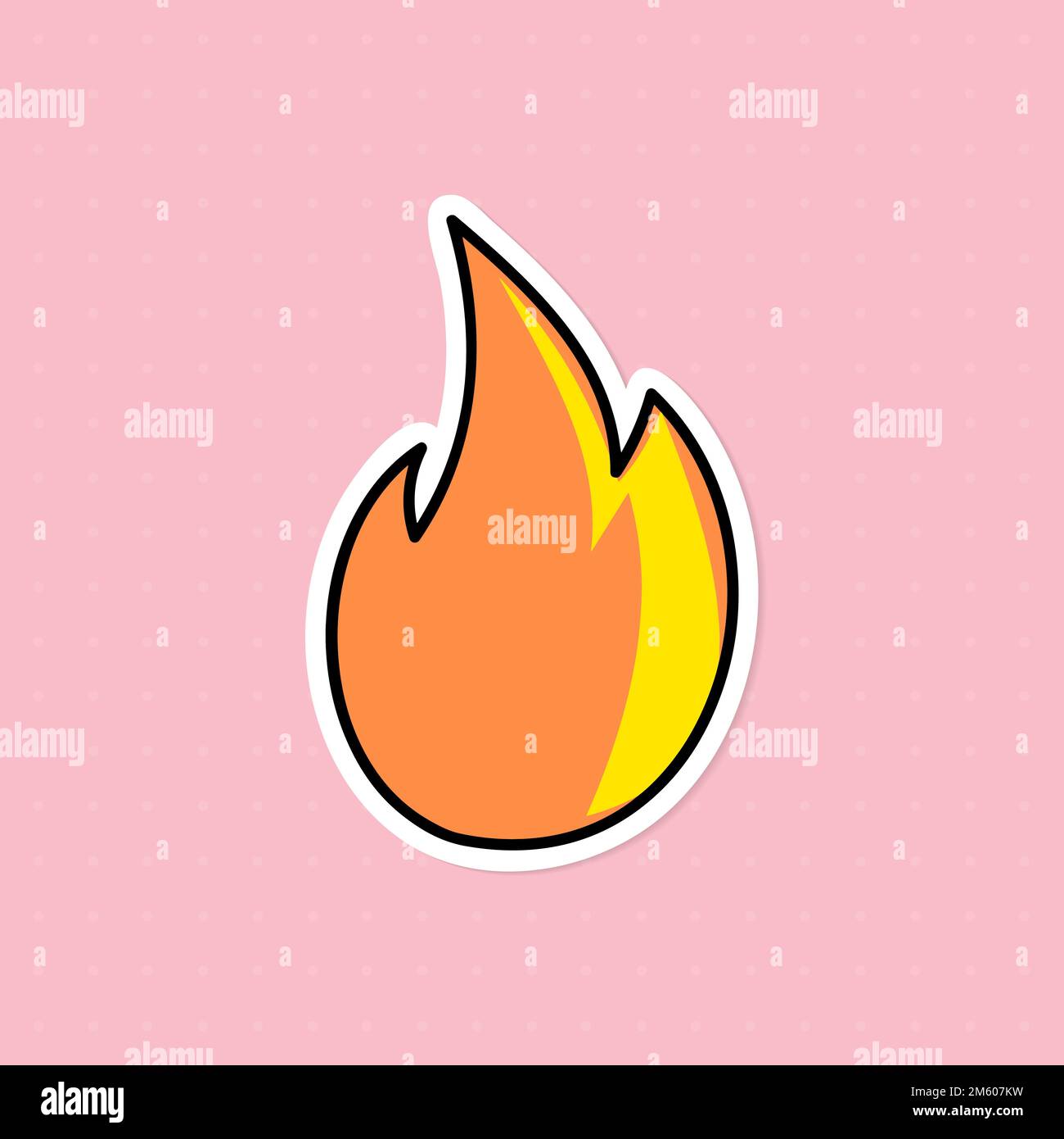 Flaming fire sticker with a white border vector Stock Vector Image ...