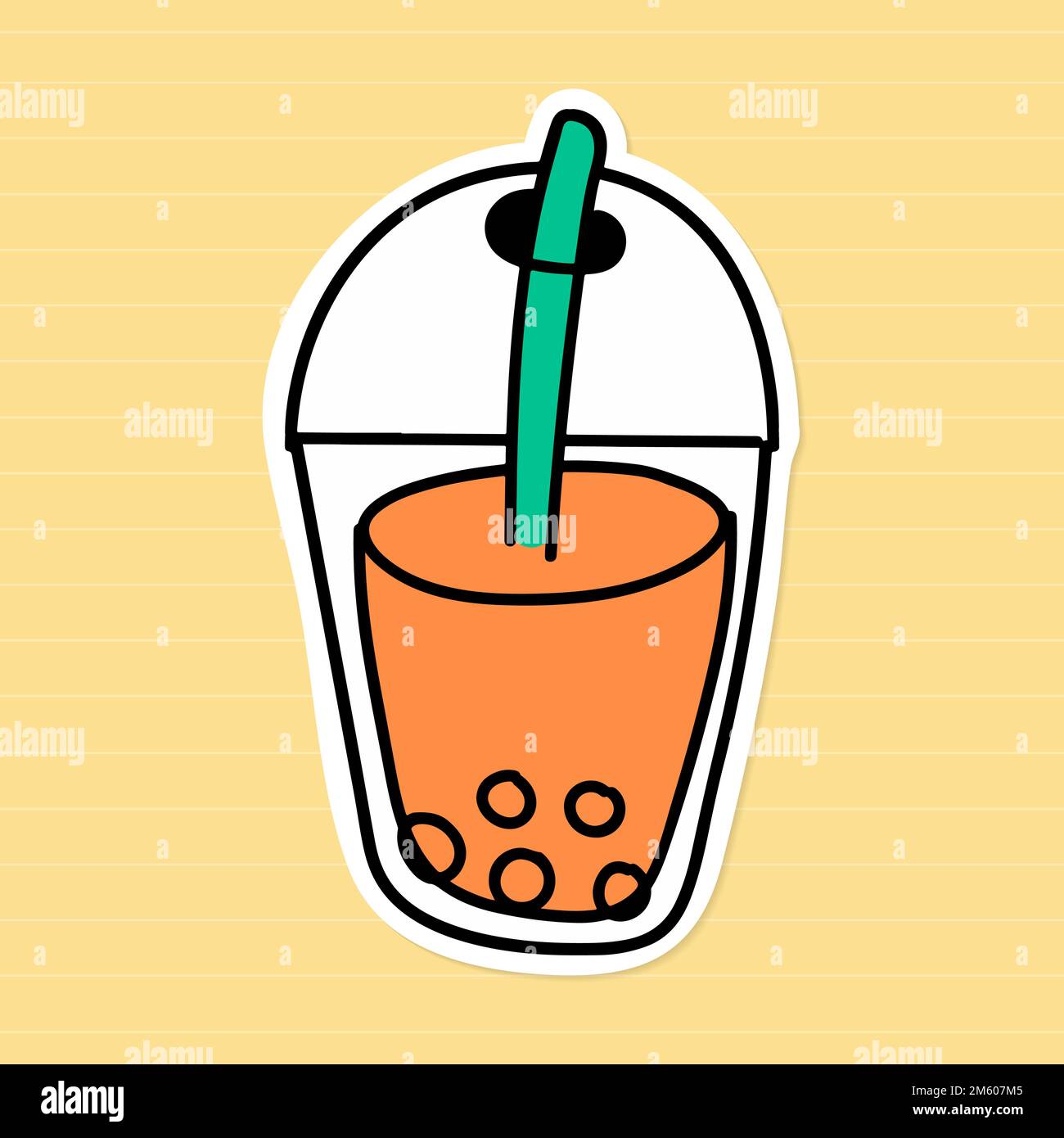 Bubble tea sticker with a white border vector Stock Vector Image & Art ...