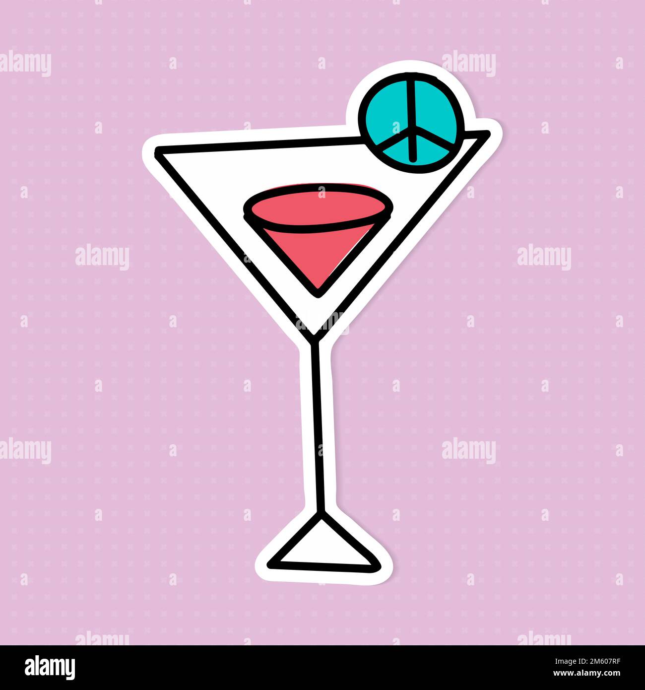 Pink cocktail sticker with a white border vector Stock Vector Image ...