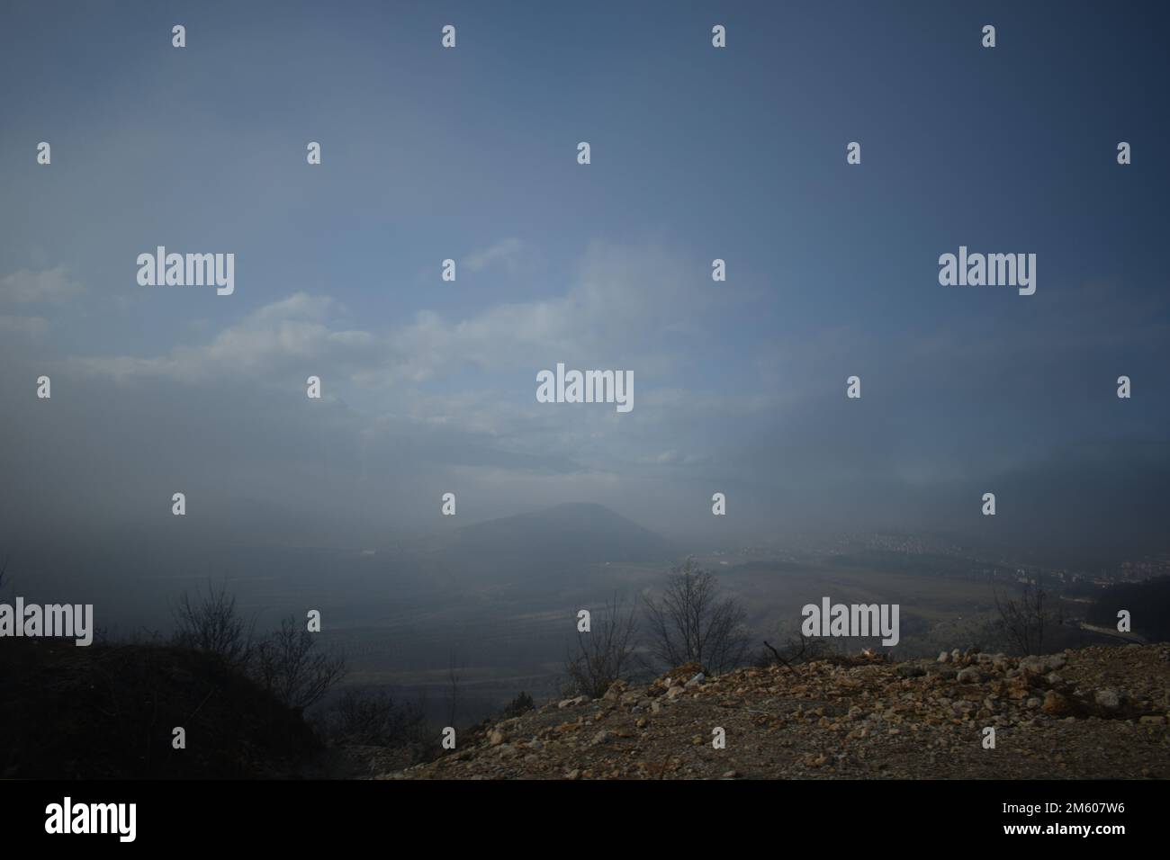 Foggy industrial scenery in small mining town of Pljevlja, Montenegro ...