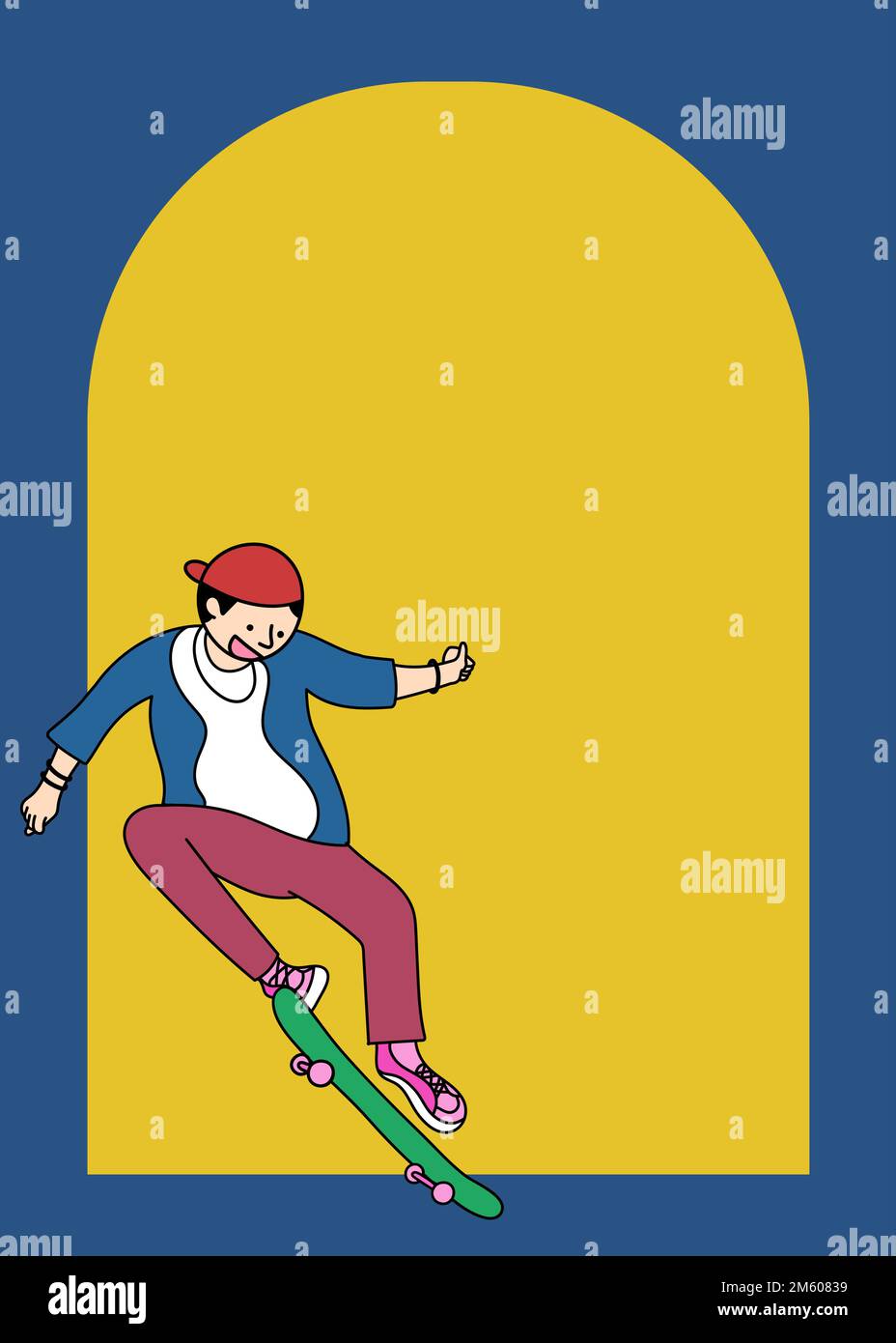 Young skateboarder character on two tone background vector Stock Vector ...