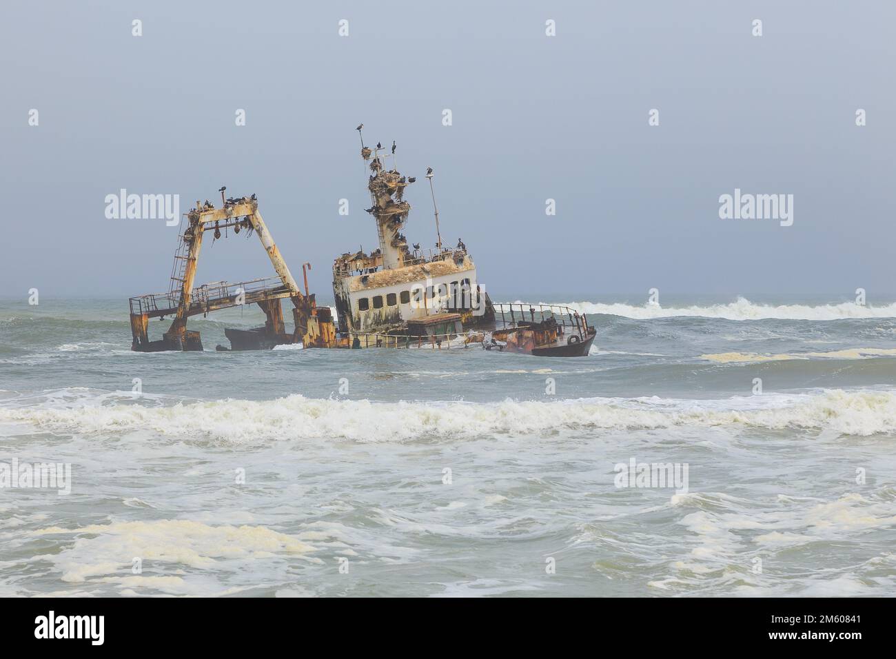 Abandoned shipwreck of the stranded Zeila vessel at the Skeleton Coast ...