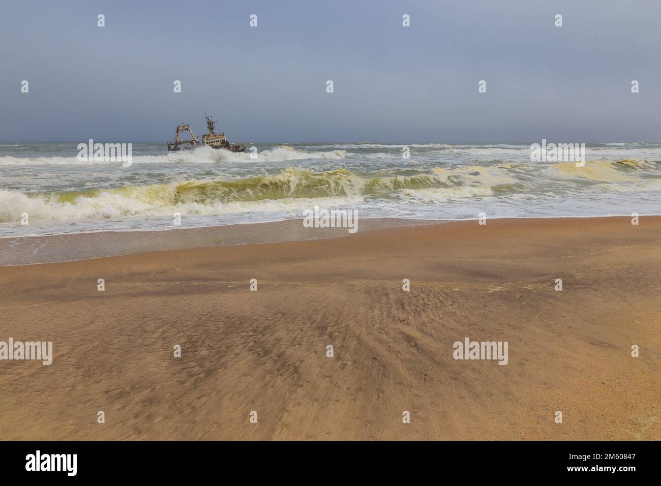 Abandoned shipwreck of the stranded Zeila vessel at the Skeleton Coast ...