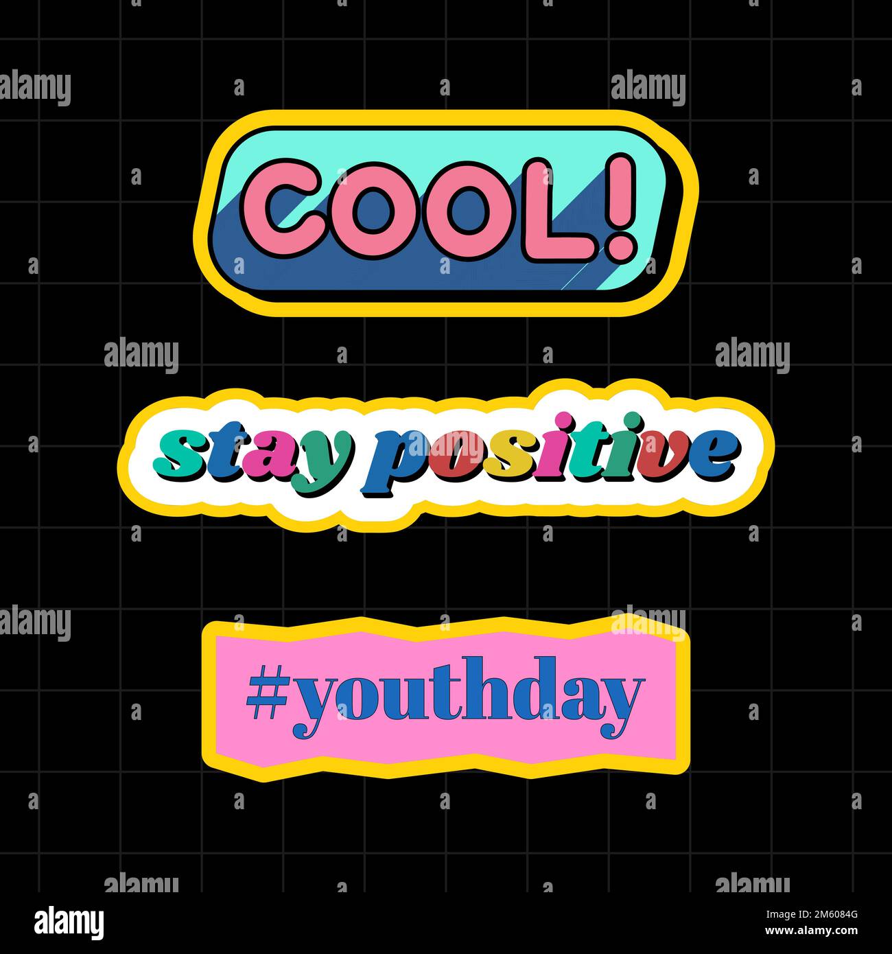 Fun and colorful word stickers set vect Stock Vector Image & Art - Alamy