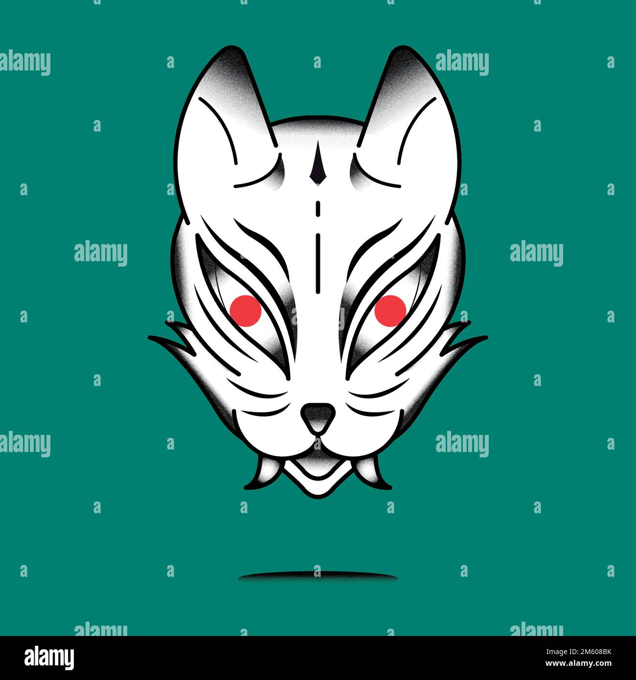 Bakeneko Japanese monster cat element on a green background vector ...