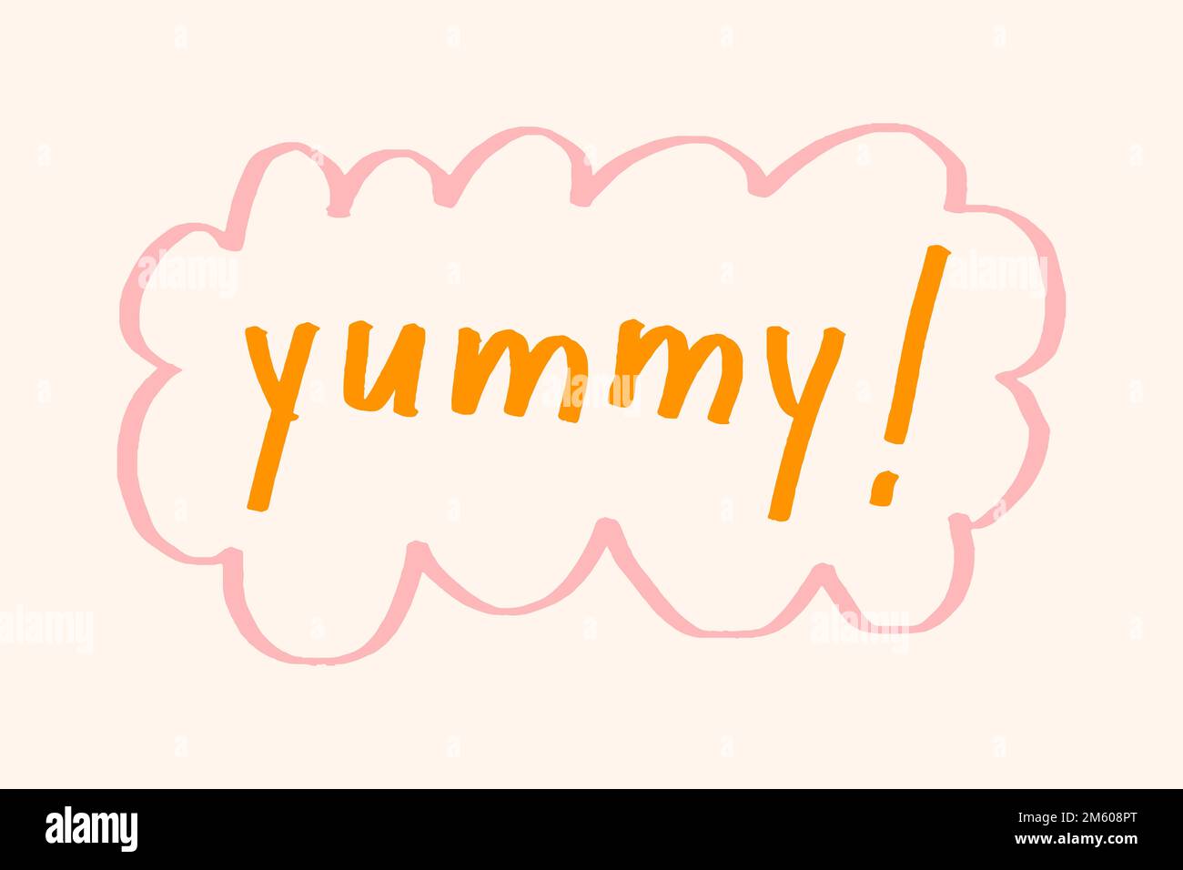 Yummy! doodle typography on a beige background vector Stock Vector ...