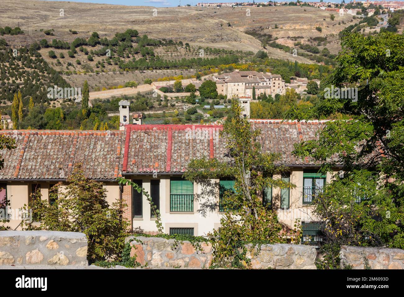 Houses with traditional spanish roof tiles in Segovia, Spain Stock ...