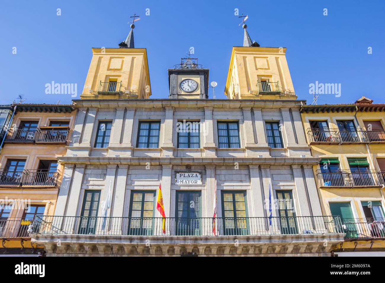 Front facade of the historic town hall building in Segovia, Spain Stock ...