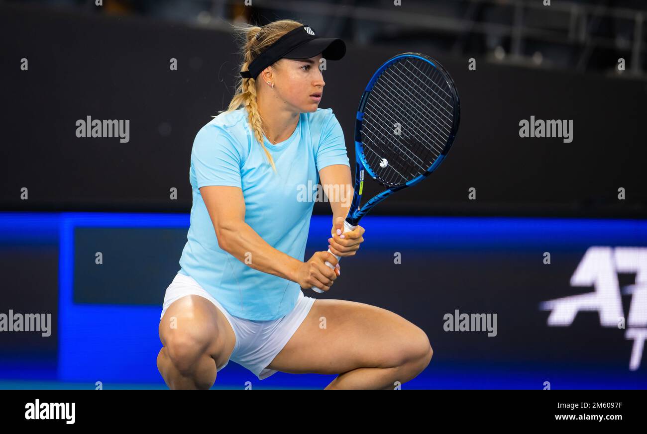 Yulia Putintseva of Kazakhstan in action against Iga Swiatek of Poland ...