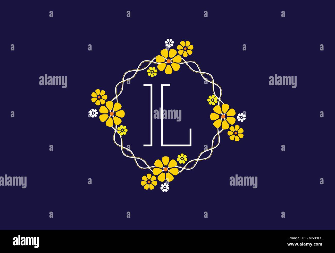 Floral monogram letter L. Initial alphabet with botanical elements ...