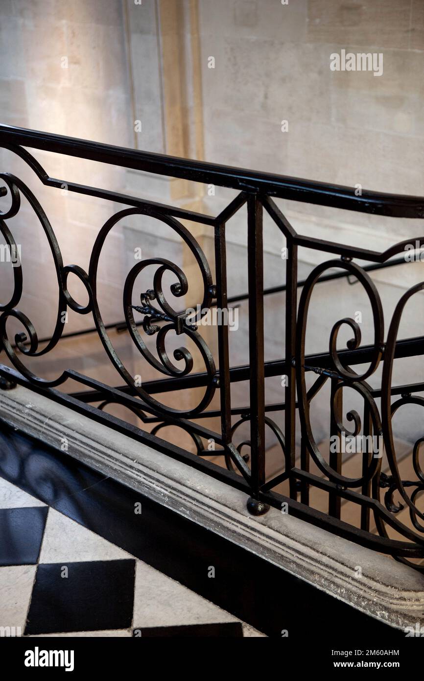 Wrought iron stair railing in Paris Stock Photo - Alamy