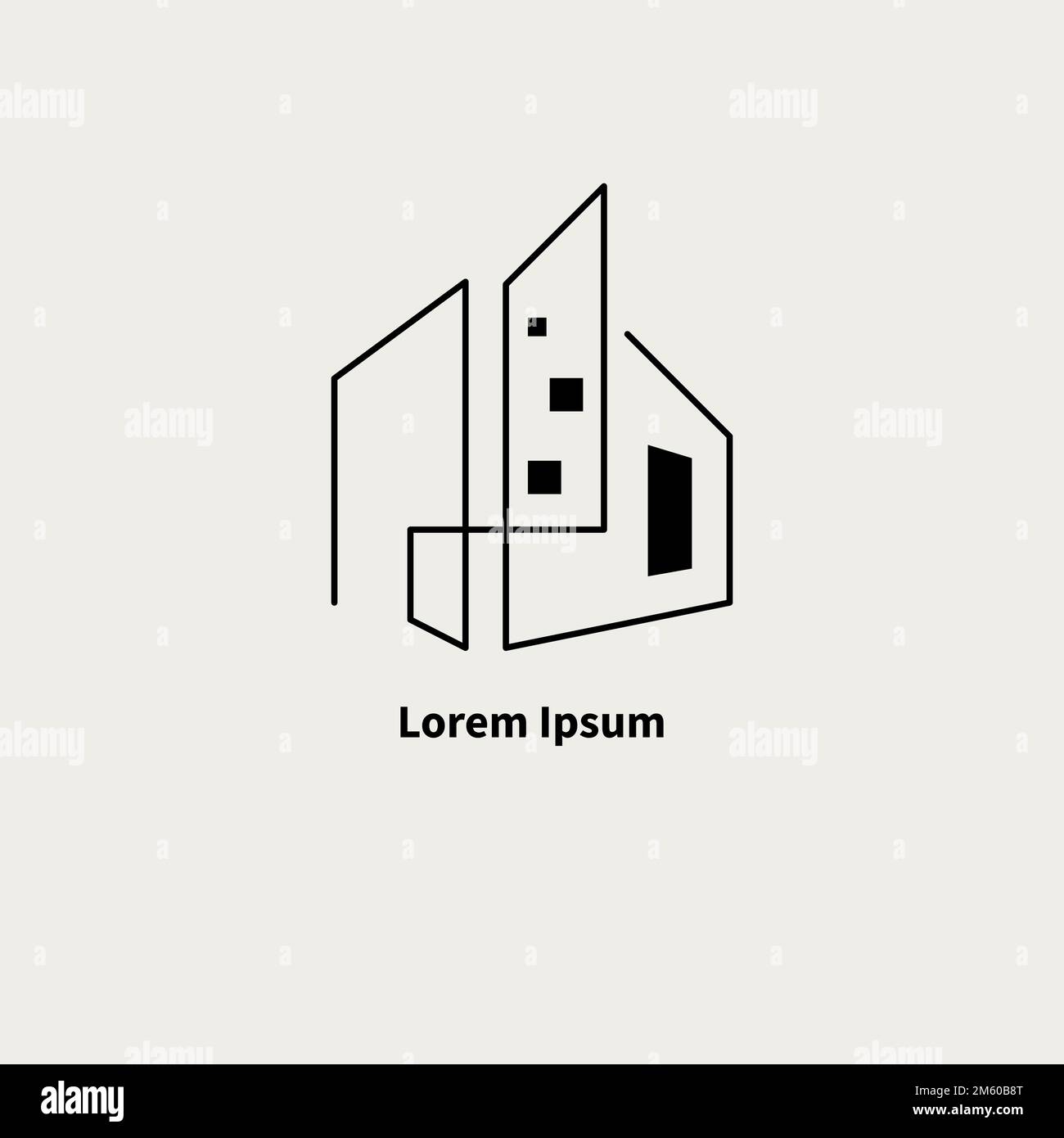 city drawn with one continuous line, architecture logo. buildings icon ...