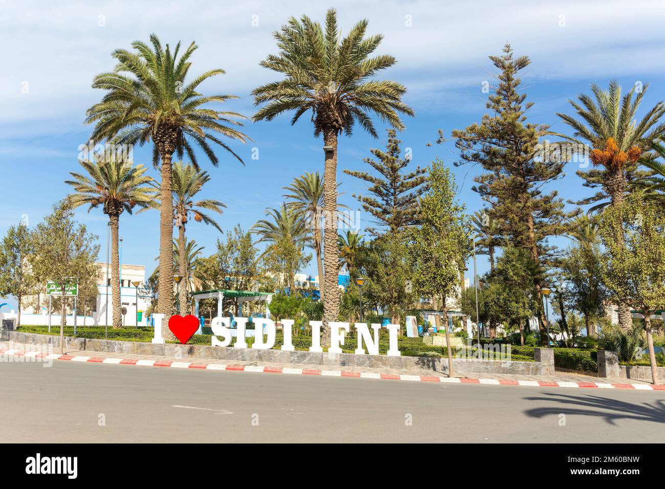 I Love Sidi Ifni red heart sign, Plaza de Espana, Sidi Ifni, Morocco ...