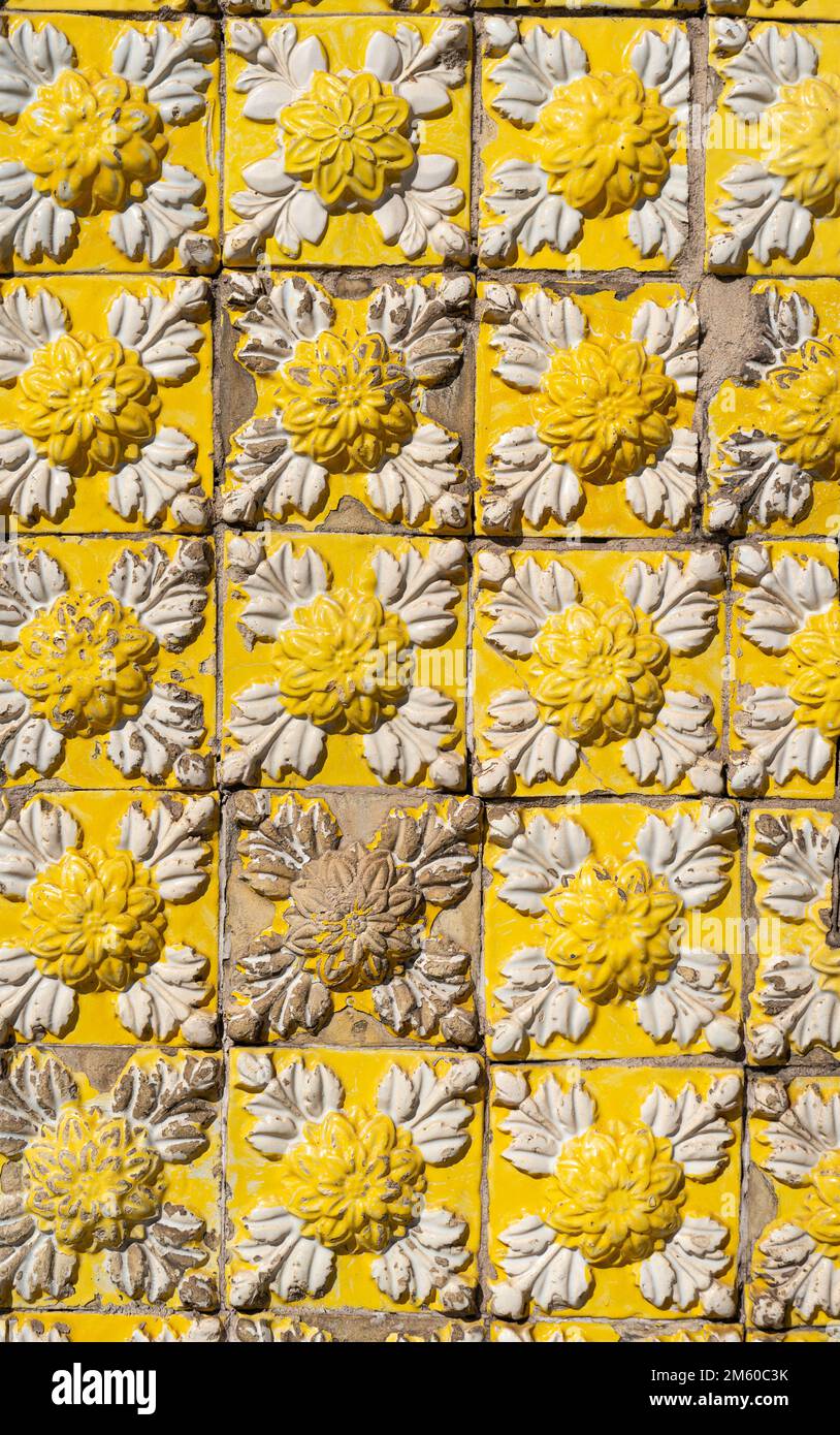 Yellow portuguese tile Azulejo wall Stock Photo - Alamy