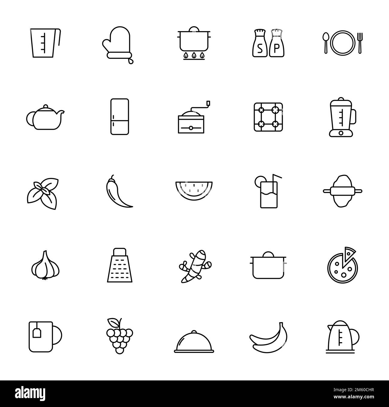 kitchen outline vector icons isolated on white Stock Vector Image & Art ...
