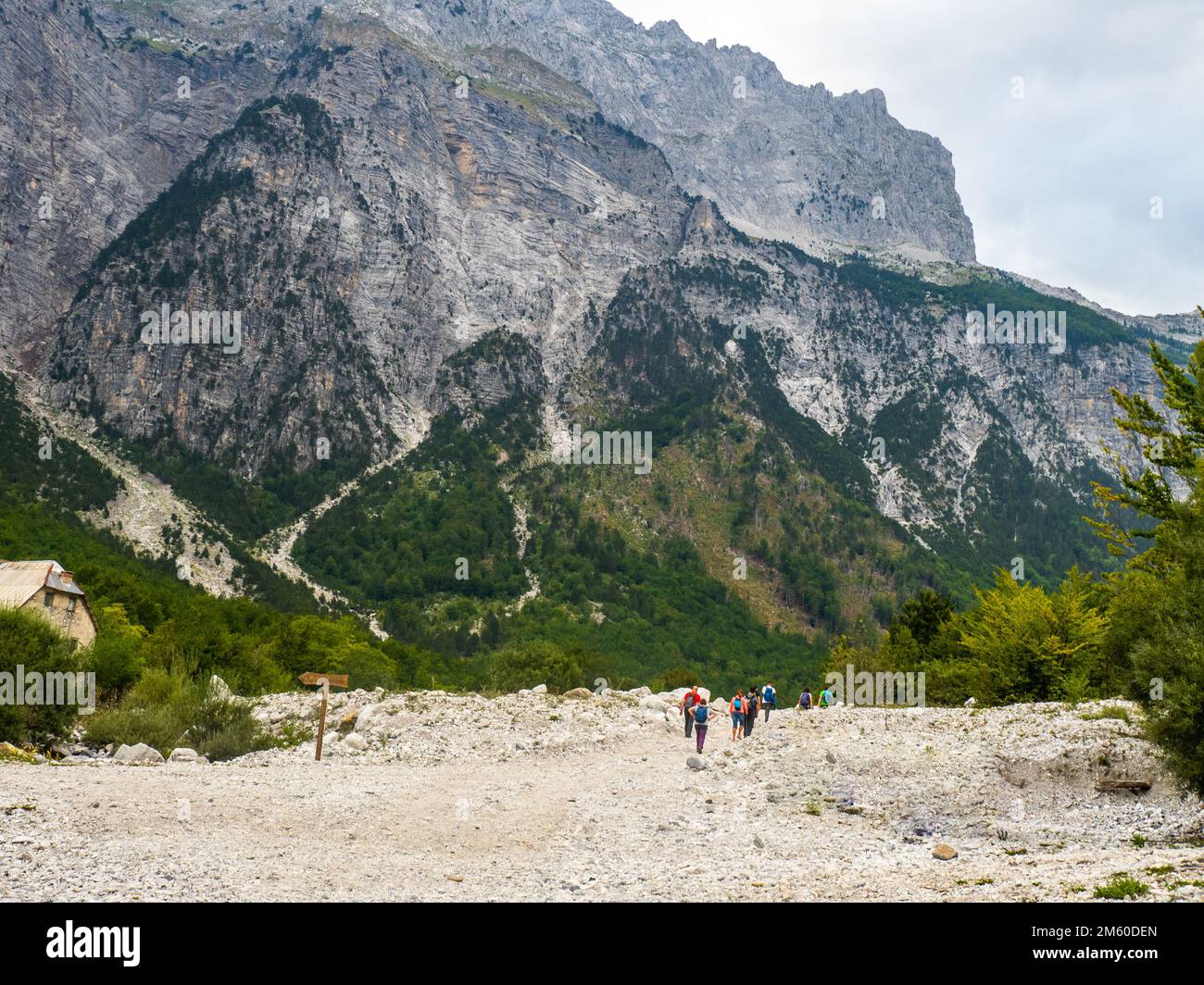 Hikers in the mountains in Theth valley in Albania Stock Photo - Alamy