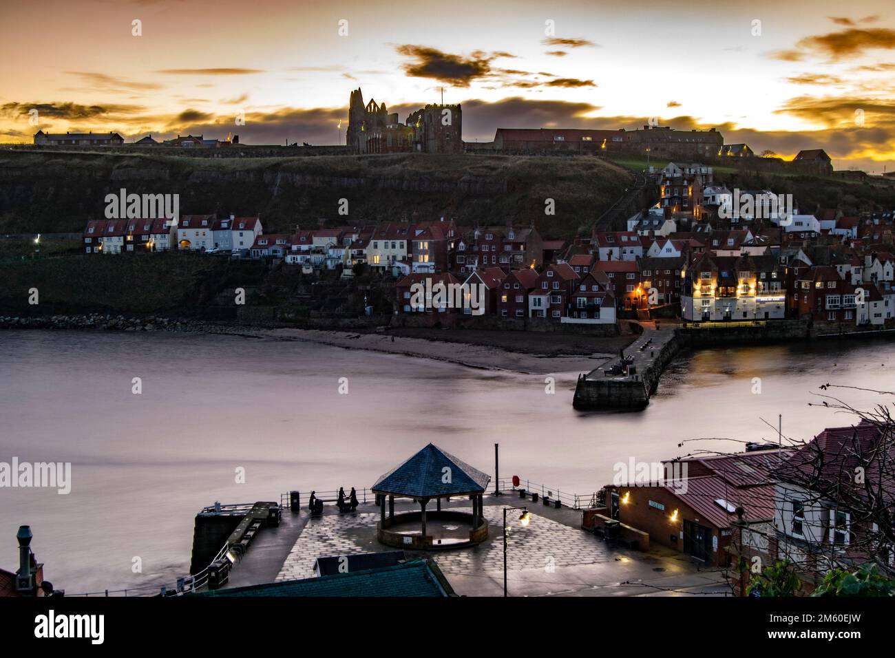 Whitby harbour & Abbey Stock Photo - Alamy