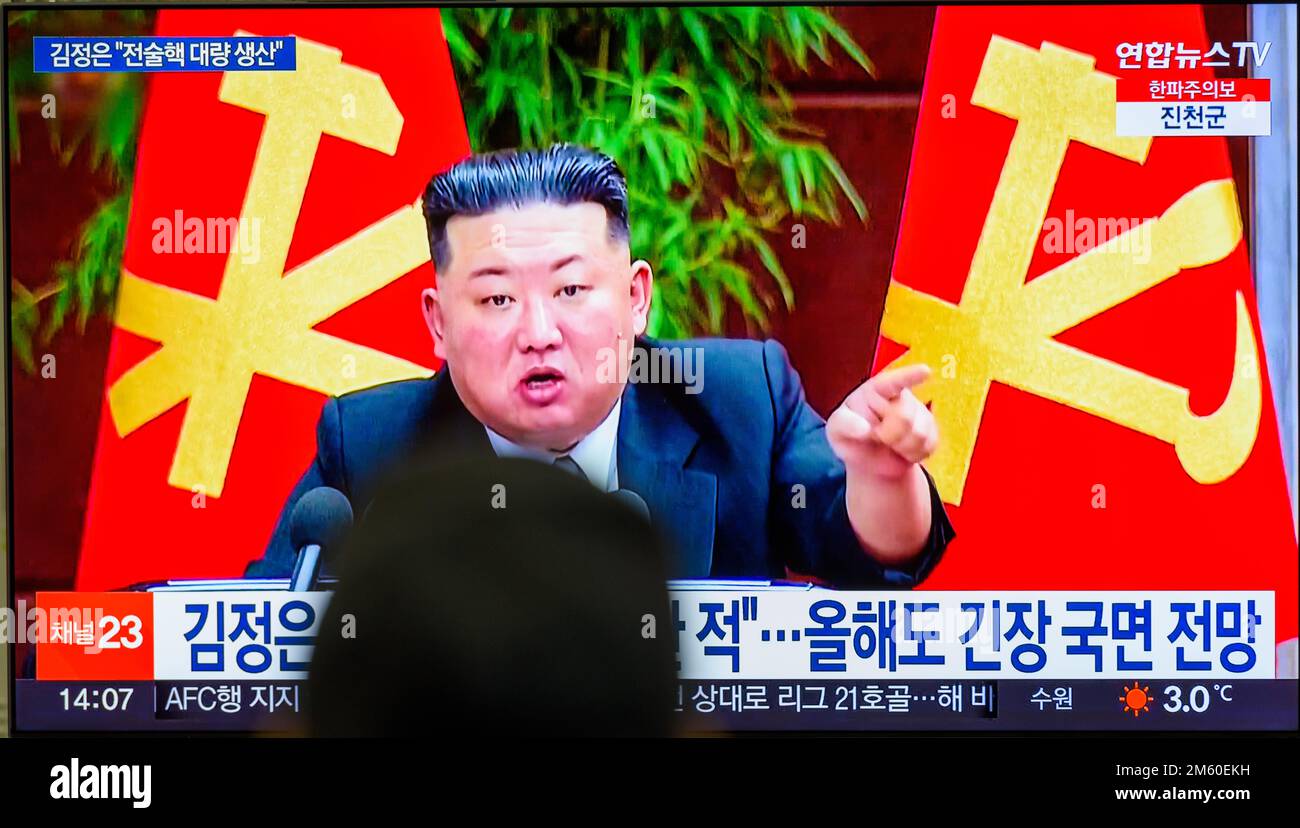 Kim jong un missile screen hi-res stock photography and images - Alamy