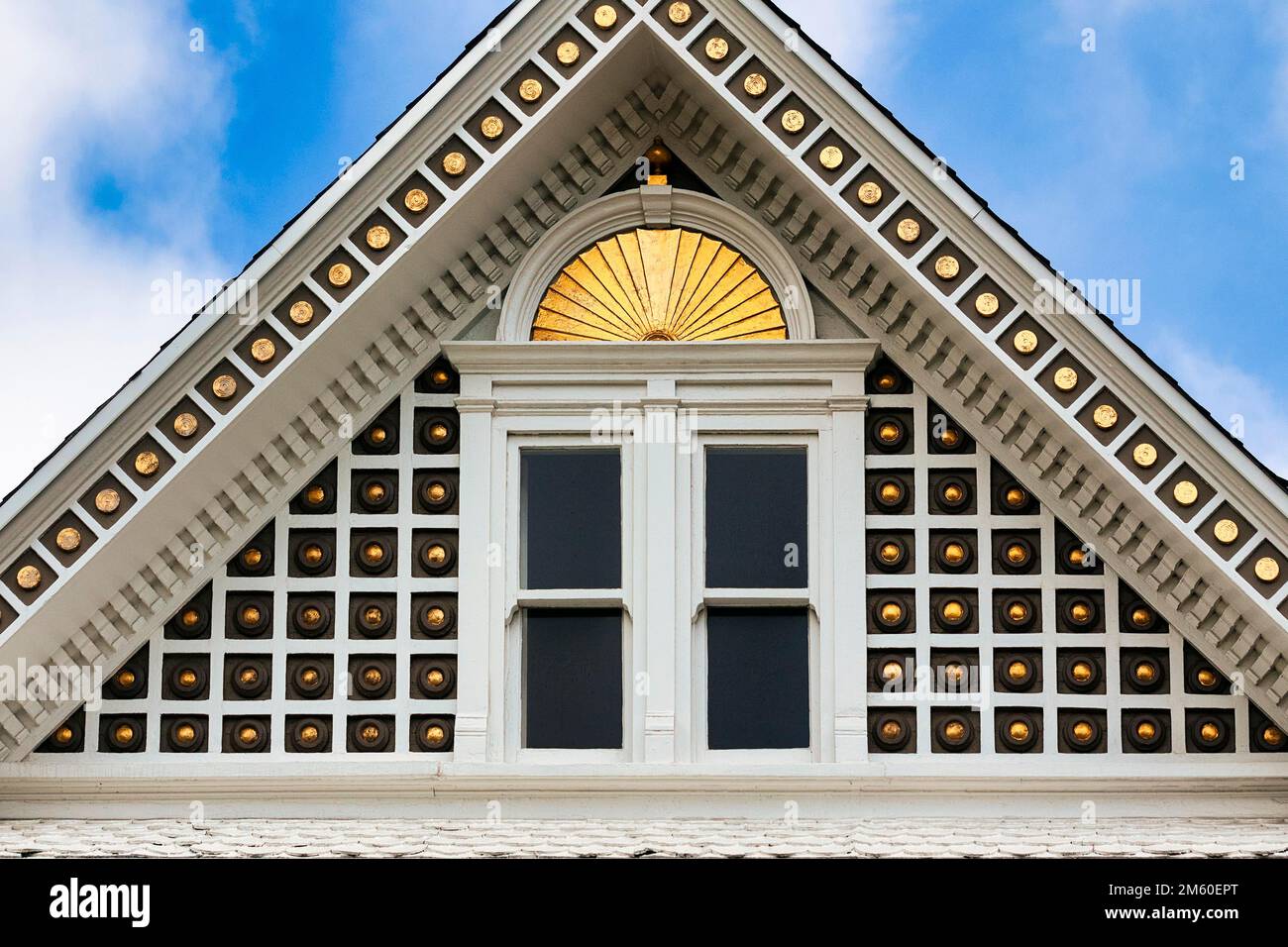 Victorian house, detail of ornate facade, gable, Painted Ladies, Alamo ...
