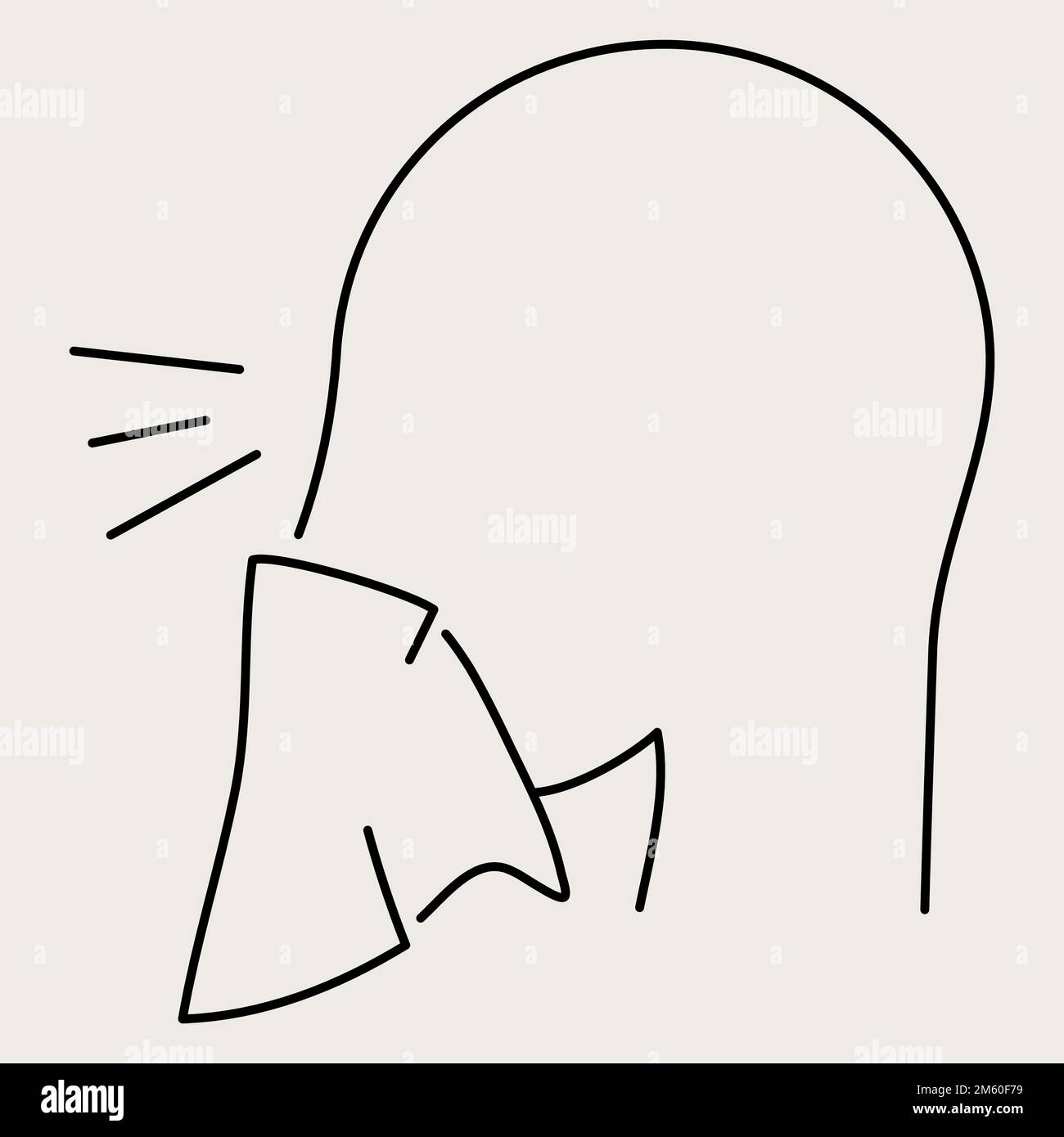 Line drawing character sneezing from COVID-19 symptoms element vector ...