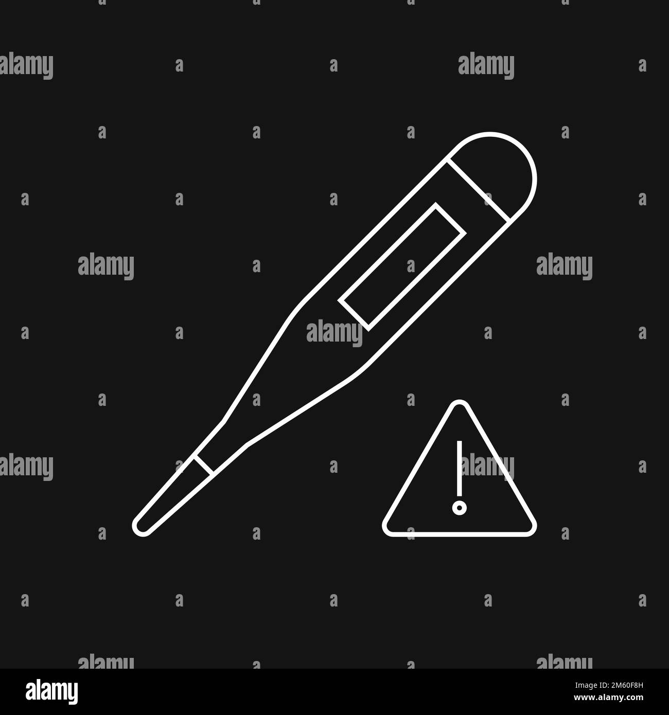 Digital Thermometer measuring fever for COVID-19 alert element vector ...