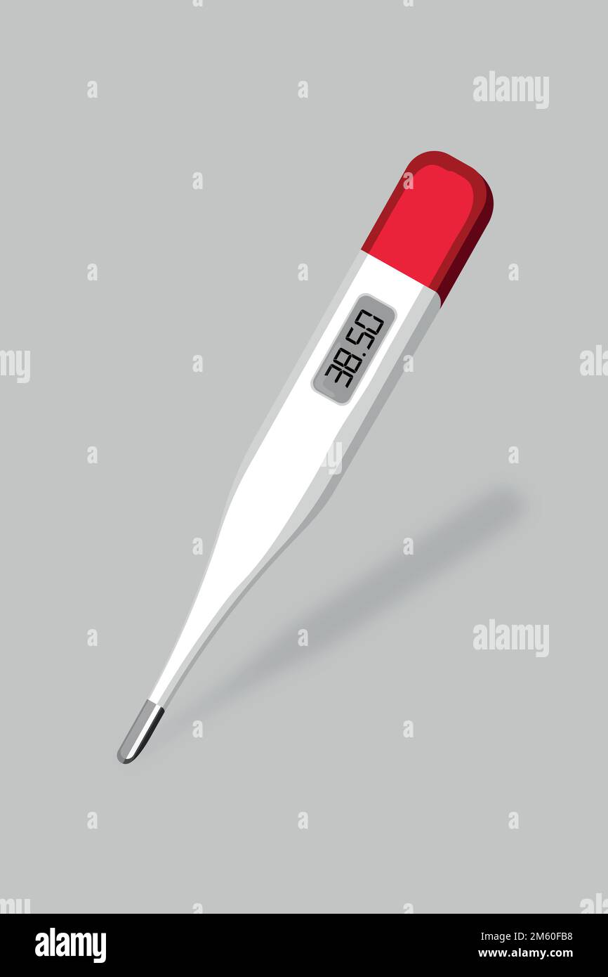Digital Thermometer showing high fever 38.50 Celsius for COVID-19 ...