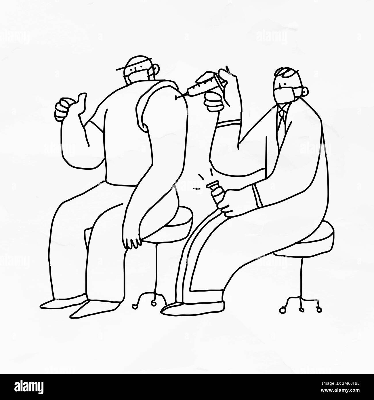 Doctor injecting vaccine vector doodle illustration character Stock ...