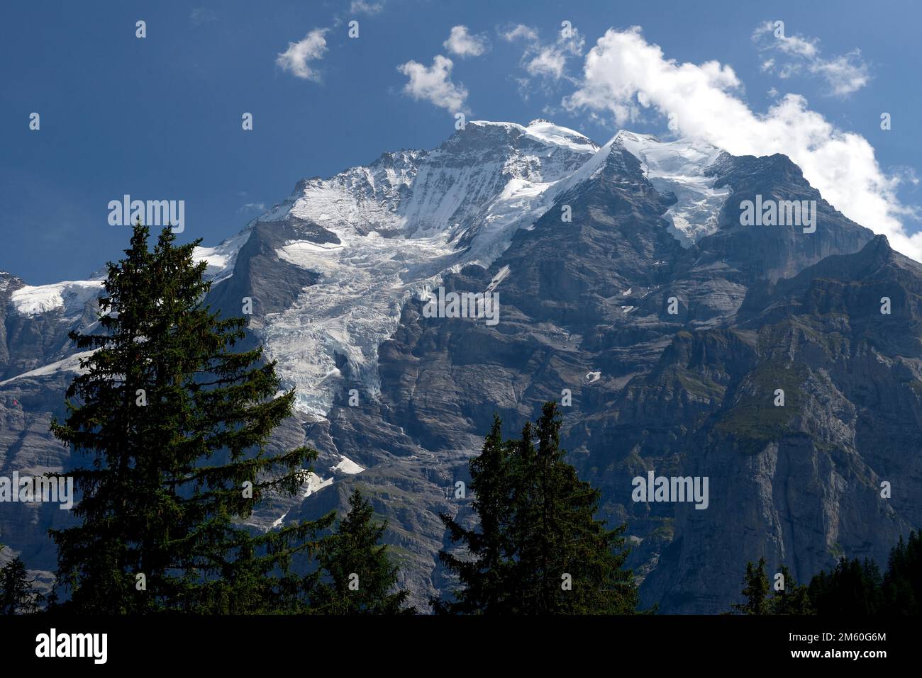 Mount Jungfrau (4158 m), part of the Eiger-Moench-Jungfrau triumvirate ...