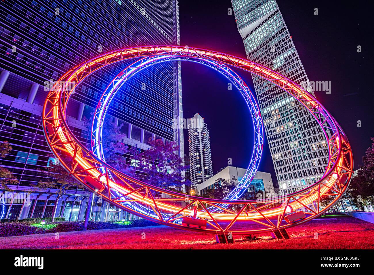 Lichterskupltur at Platz der Einheit, Frankfurt, Germany Stock Photo ...