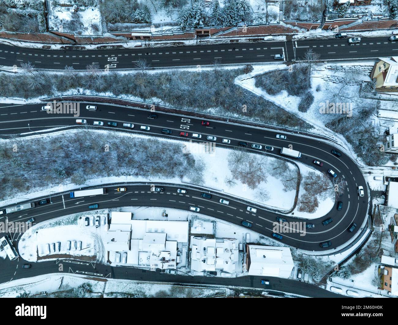 S-curve in winter, Calw, Black Forest, Germany Stock Photo - Alamy