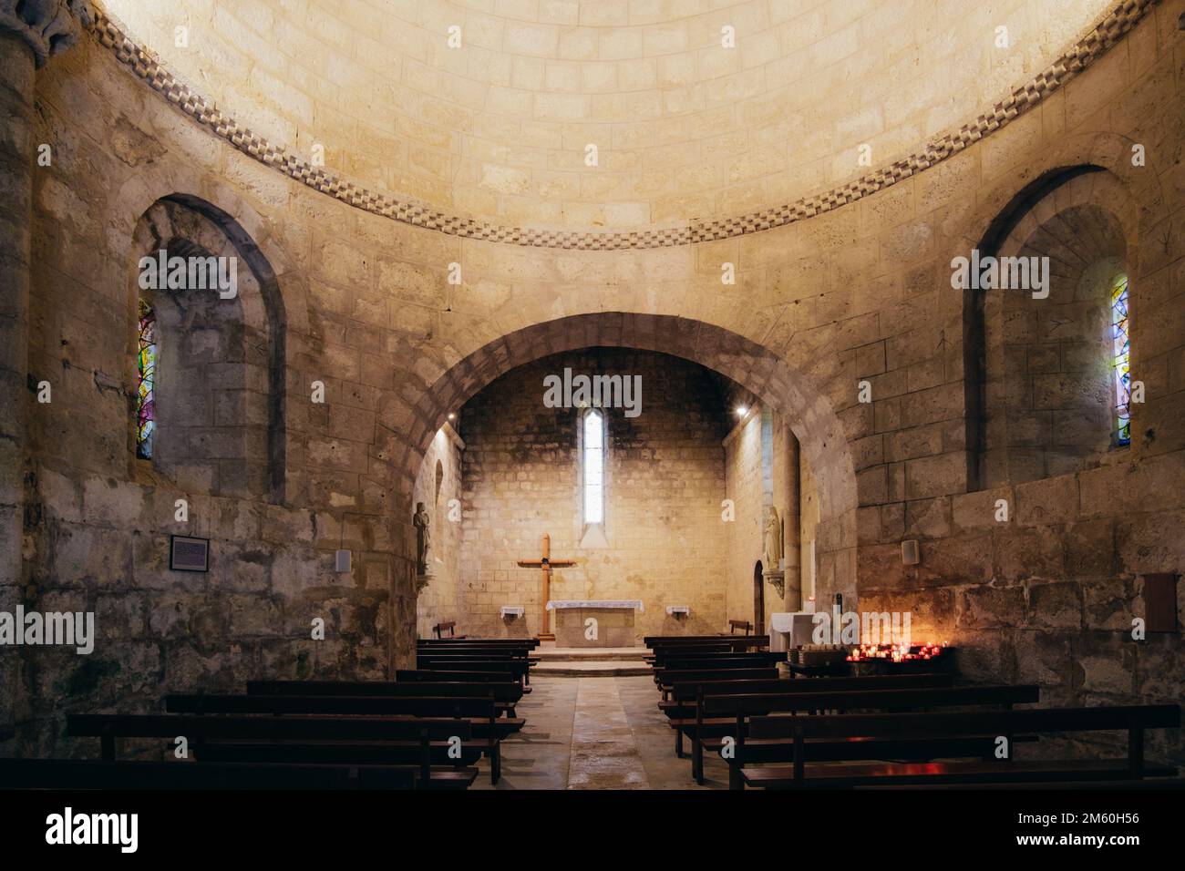 Inside the small medieval church of the fortified village of ...