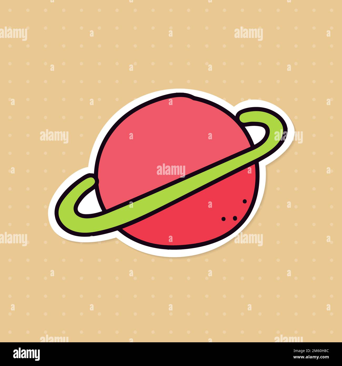 Red Saturn Sticker With A White Border Vector Stock Vector Image And Art Alamy