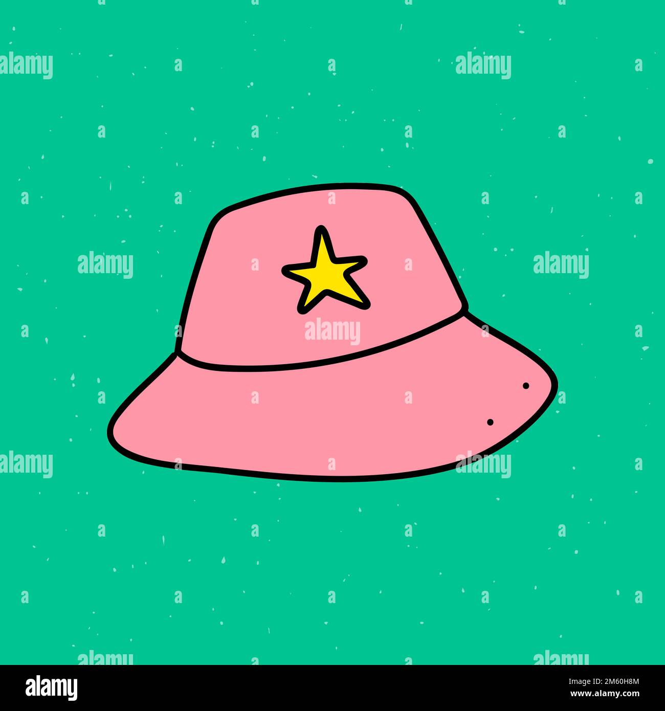 Pink bucket hat illustrated on a green bacgkround vector Stock Vector ...