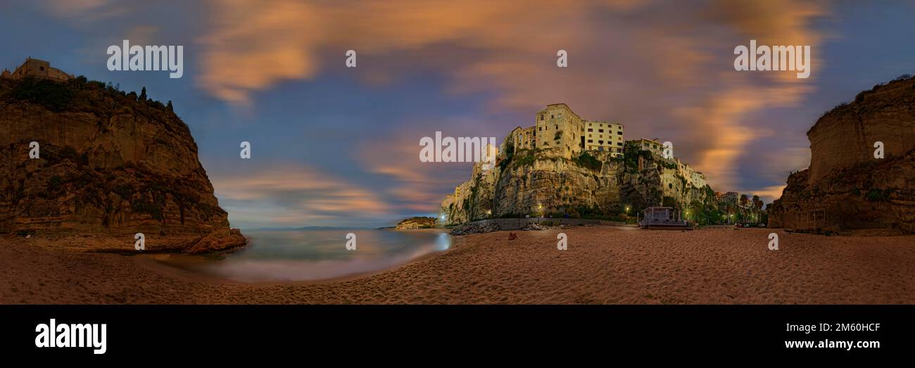 360 panorama on the beach Lido Le Roccette Club Tropea with the old ...