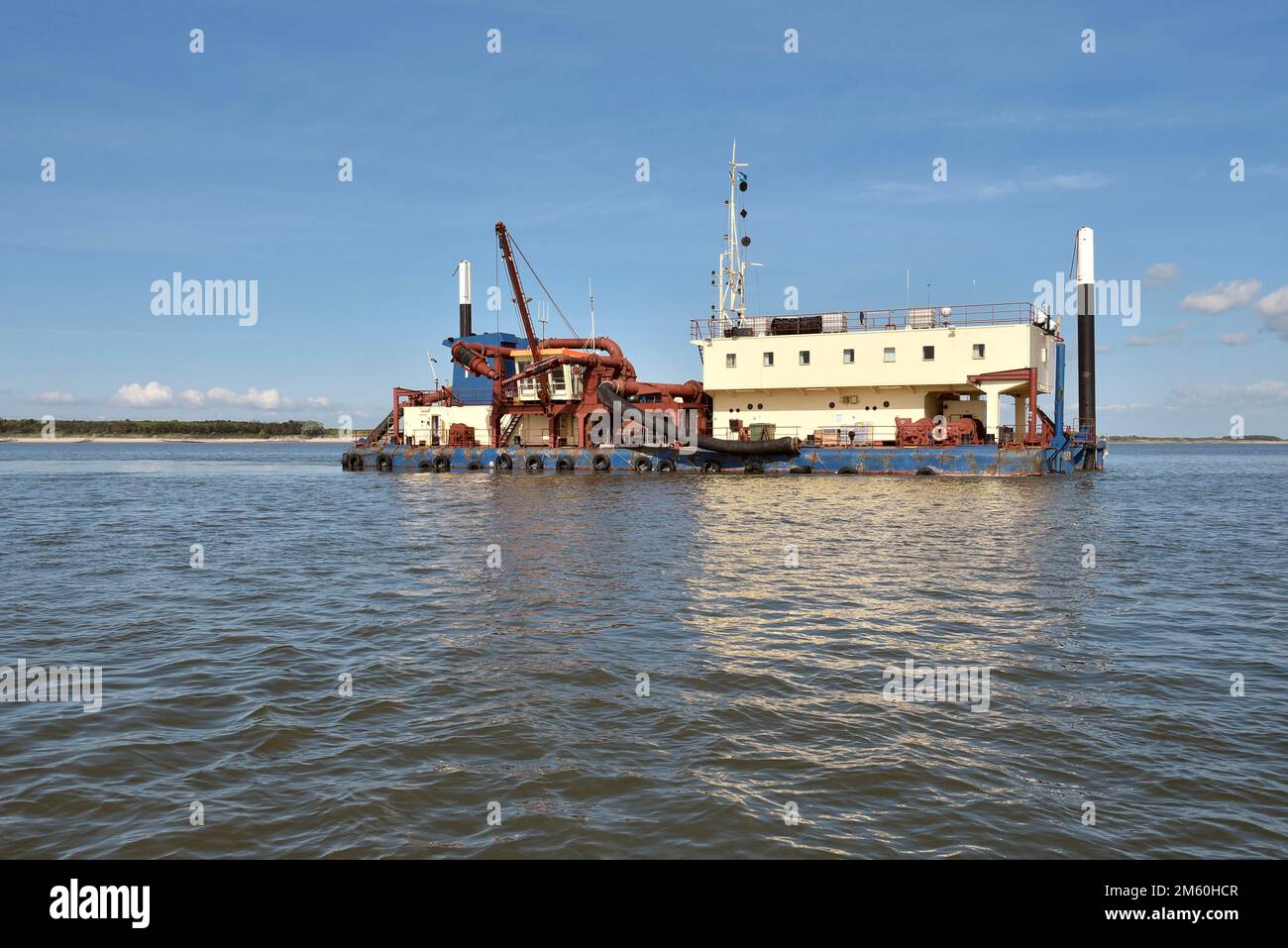 Dredger ship Gylfe R in the Amrum Deep near Foehr, Schleswig-Holstein ...