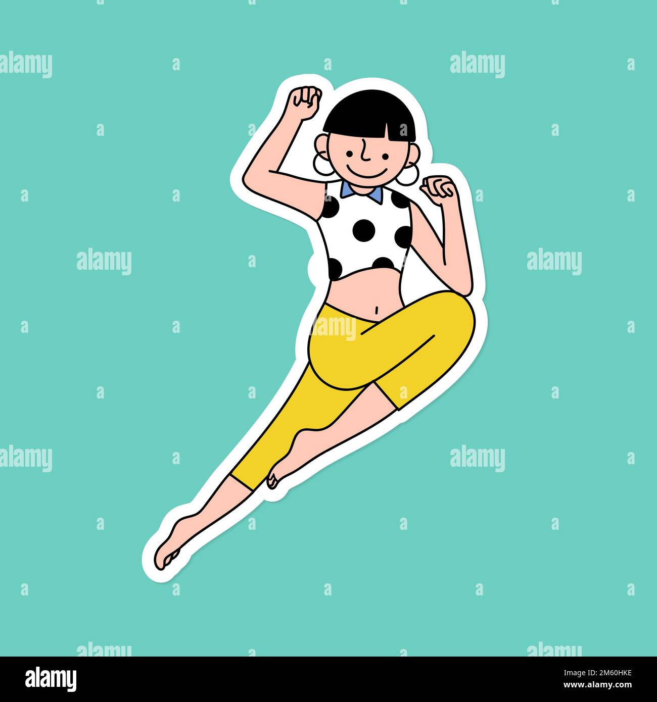 Cool woman character on green background vector Stock Vector Image ...