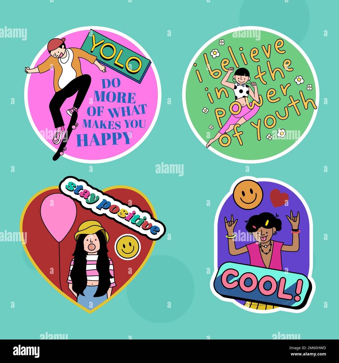 Cool inspirational sticker design resource vector Stock Vector Image ...