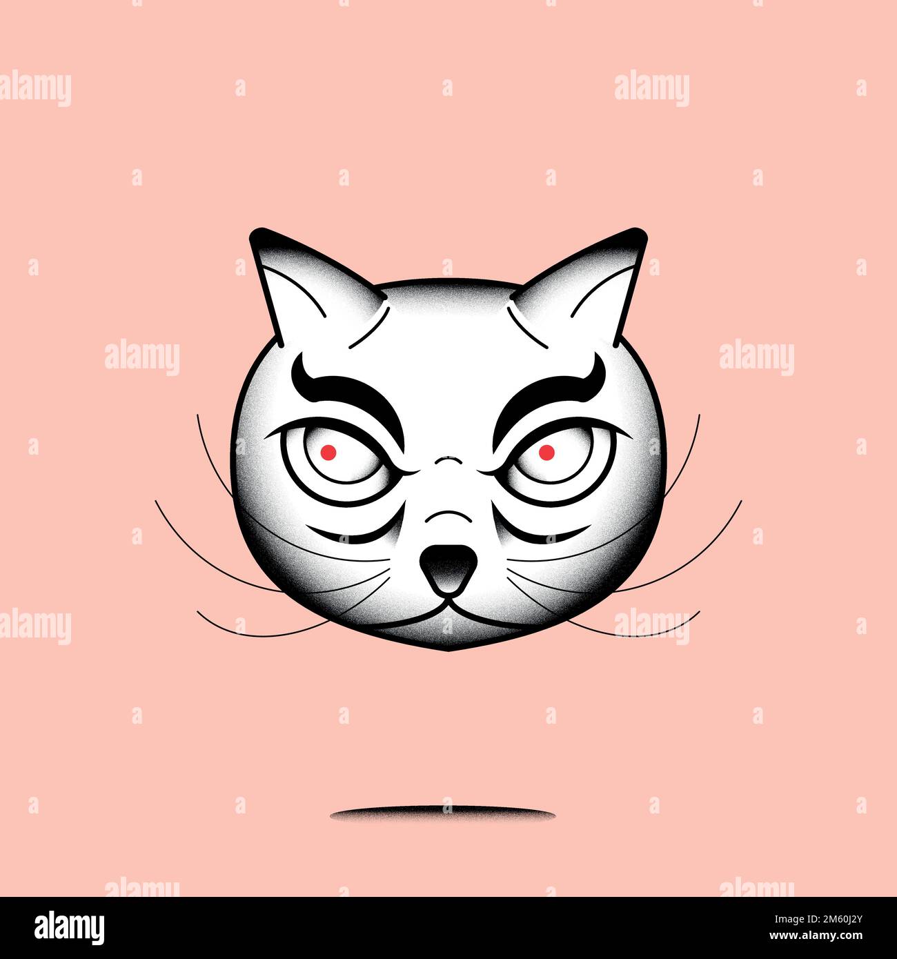 Bakeneko Japanese monster cat element on a pink background vector Stock ...