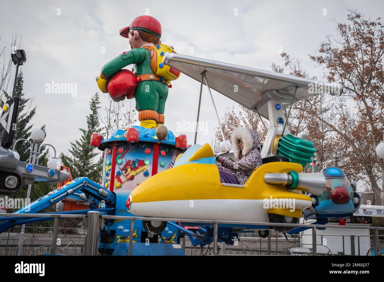 Ankara, Turkey. 31st Dec, 2022. A girl is seen having fun on a toy ...