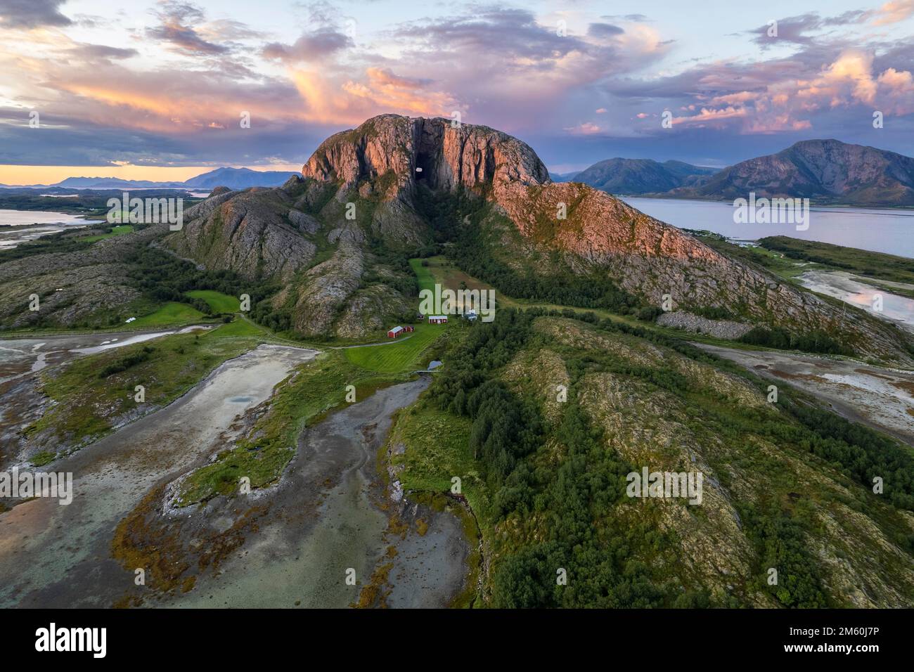 Mount Torghatten with hole in the mountain, Bronnoysund, Helgoland ...